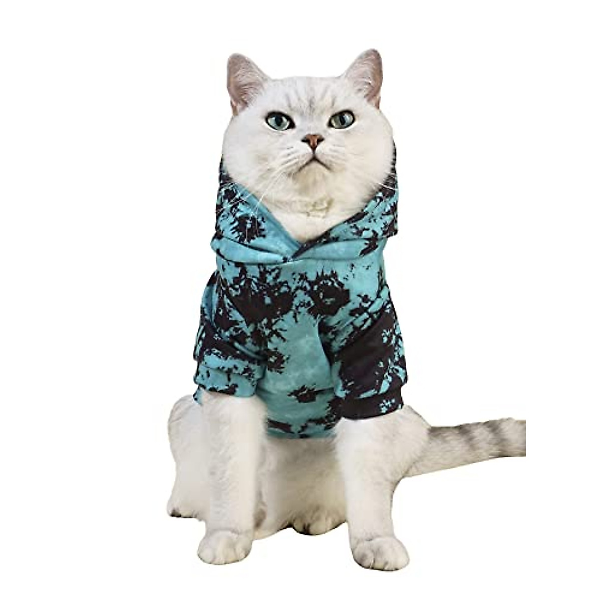QWINEE Tie Dye Dog Hoodie Dog Sweatshirt Cat Shirt Apparel Dog Clothes for Puppy Kitten Cat Small Dogs Green XX-Small