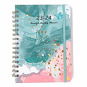 Academic Diary 2023-2024 Mid Year Diary July 2023-June 2024 A5 Week to View Twin-Wire Binding Weekly Planner with Hardcover Style 1