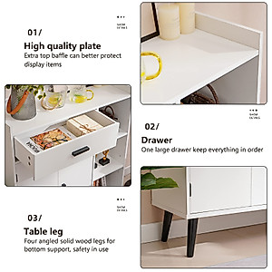 usikey Storage Cabinet, Floor Storage Cabinet with 1 Large Space, 2 Doors & 3 Shelves, Bathroom Storage Cabinet, Cabinet for Living Room, Entryway, Office, White