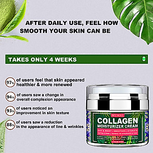 WUMAL Collagen Retinol Cream - Hydrates, Firms and Brightens Skin - Face Moisturizer for All Skin Types - 1.7oz