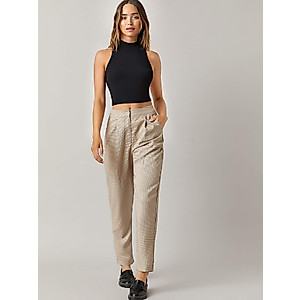 Verdusa Women's Casual High Neck Sleeveless Solid Crop Halter Tank Top Black XL