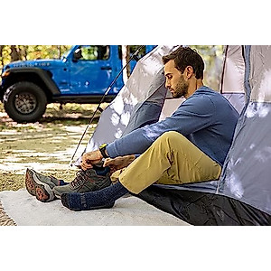 Jeep Wool Blend Trail Crew Socks-2 Pair Pack-Breathable, Cushioned Comfort, Khaki, Men's Shoe Size 8-12