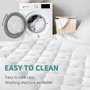 Ivellow Pillow Top Mattress Topper Queen for Back Pain Extra Thick Velvet Plush Mattress Pad for Queen Size Bed Ultra Soft Fluffy Mattress Cover with 8-21" Deep Pocket Noiseless Down Alternative Fill