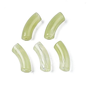 Spritewelry 148pcs/500g Acrylic Beads Imitation Gemstone Curved Tube Twist Long Spacer Beads Glass Loose Beads 36x13.5x11.5mm, Hole: 4mm for Jewelry Making (Yellow Green)