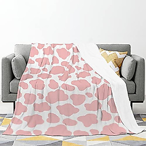 MAZACUIR Pink Cow Print Blanket Cow Blanket,Pink Throw Blanket Cow Print Throw Blankets ,Cow Throw Blanket, Cow Blanket for Adults cowprint Blanket -40X50 IN-01