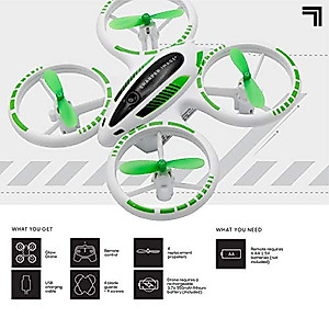 SHARPER IMAGE 2.4GHz RC Glow Up Stunt Drone with LED Lights, Mini Remote Controlled Quadcopter with Assisted Landing, Small Plane for Kids and Beginners, Wireless and Rechargeable
