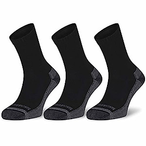 Sugar Free Sox Active-Fit Womens Cushioned Diabetic Crew Socks 3 Pack (Black, 9-11)