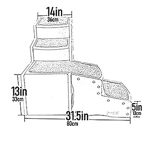 Pet Gear Easy Step Bed Stair for Cats/Dogs, Adjusts to Either Side of Bed, Removable Washable Carpet Treads, Storage Compartment, for Pets Up to 75lbs