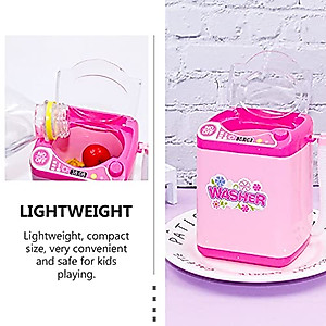 Toyvian Mini Makeup Brush Cleaner Plastic Electric Washing Machine Automatic Dollhouse Cosmetic Powder Puff Washer Device Sponge Cleaning Tool for Girls Ladies