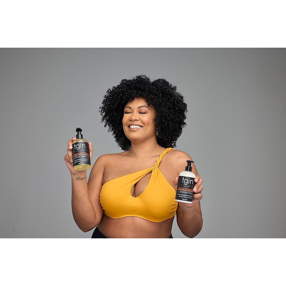 tgin Moisturizing Shampoo & Conditioner Duo for Curly, Coily and Wavy Hair, Sulfate Free, Moisturizes and Detangles Dry Hair, 13 oz (Set)