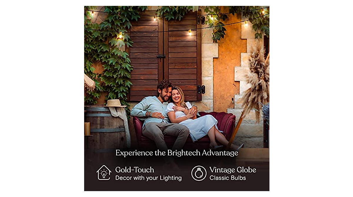 Brightech Glow LED Patio String Lights - Weatherproof & Elegant