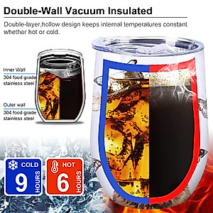 NymphFable 12oz Cat Cup Wine Tumbler With Straw And Lid Insulated Stemless Wine Glass Stainless Steel Double Wall