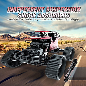 RC Monster 2 in 1 Remote Control Car for Boys Girls, 1:14 Scale 25+ KM/H RC Trucks Car 2.4GHz All Terrains Off Road Monster Crawler Vehicle Toy with 2 Rechargeable Batteries (Red)