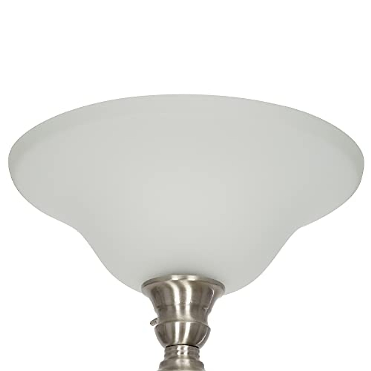 Catalina 72" Traditional Torchiere Floor Lamp Detail Accent and Glass Shades, Brushed Nickel