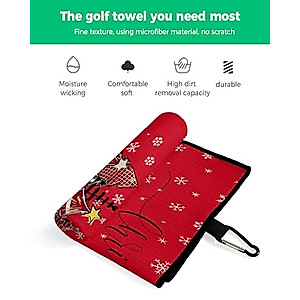 Golf Towel Christmas Tree Snowflake Red,Waffle Pattern Microfiber Club Cleaner Golf Towels with Carabiner Clip for Women Men Dad,Winter Aesthetic Cedar Golf Towel for Golf Bags Accessories,24x16in