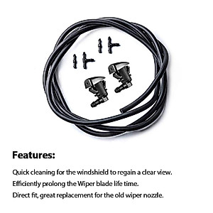 Front Windshield Washer Nozzles Kit for 2007-2011 Ford Edge, 2007-2010 Lincoln MKX Base Sport Premium Sport Replaces OEM # 7T4Z-17603-A Washer Jet and Fluid Hose with Connector