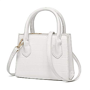 CATMICOO Trendy Mini Purse for Women, Small Handbag and Mini Bag with Crocodile Pattern (White)