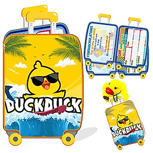 Waxvery Cruising Duck Tags - 35 Pack, Suitcase Shape Design, With Hole and Rubber Bands (Yellow)