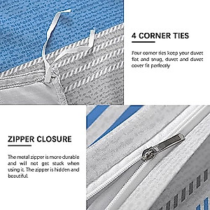 DESIHOM 3 Pieces Modern Duvet Cover Queen Size Geometric Blue Duvet Covers Set Striped Duvet Cover with Zipper Comforter Cover Queen Size