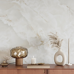 VEELIKE Cream Onyx Marble Contact Paper for Countertops Peel and Stick Waterproof Marble Countertop Contact Paper 15.7''x118'' Kitchen Countertop Peel and Stick Marble Wallpaper for Wall Counter Table