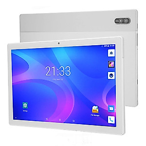 Silver Tablet, 8MP 13MP 1920x1200 IPS 10 Inch Tablet 8 Core Processor 8GB 256GB for Travelling (US Plug)