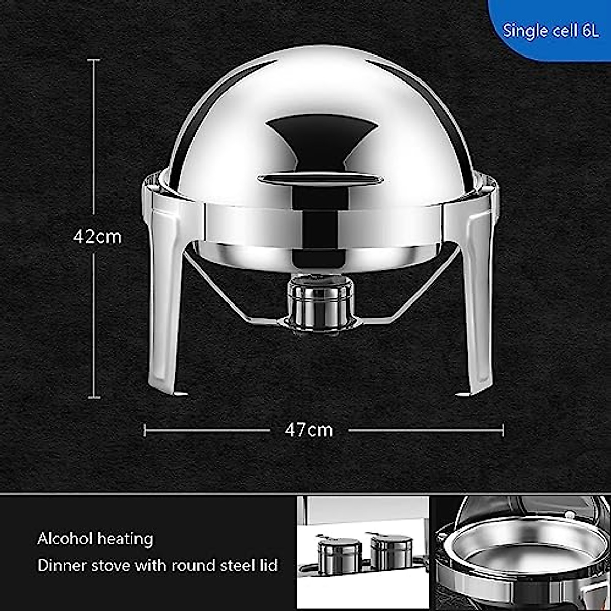 Food Heater - Buffet Server And Heater, Burner To Keep Food Warm, Hot Pot Buffet Set With Toughened Glass Lid, Clear Lid Server Hot Pot Buffet Set(Size:13L,Color:Extra Large Visible Lid-Double)