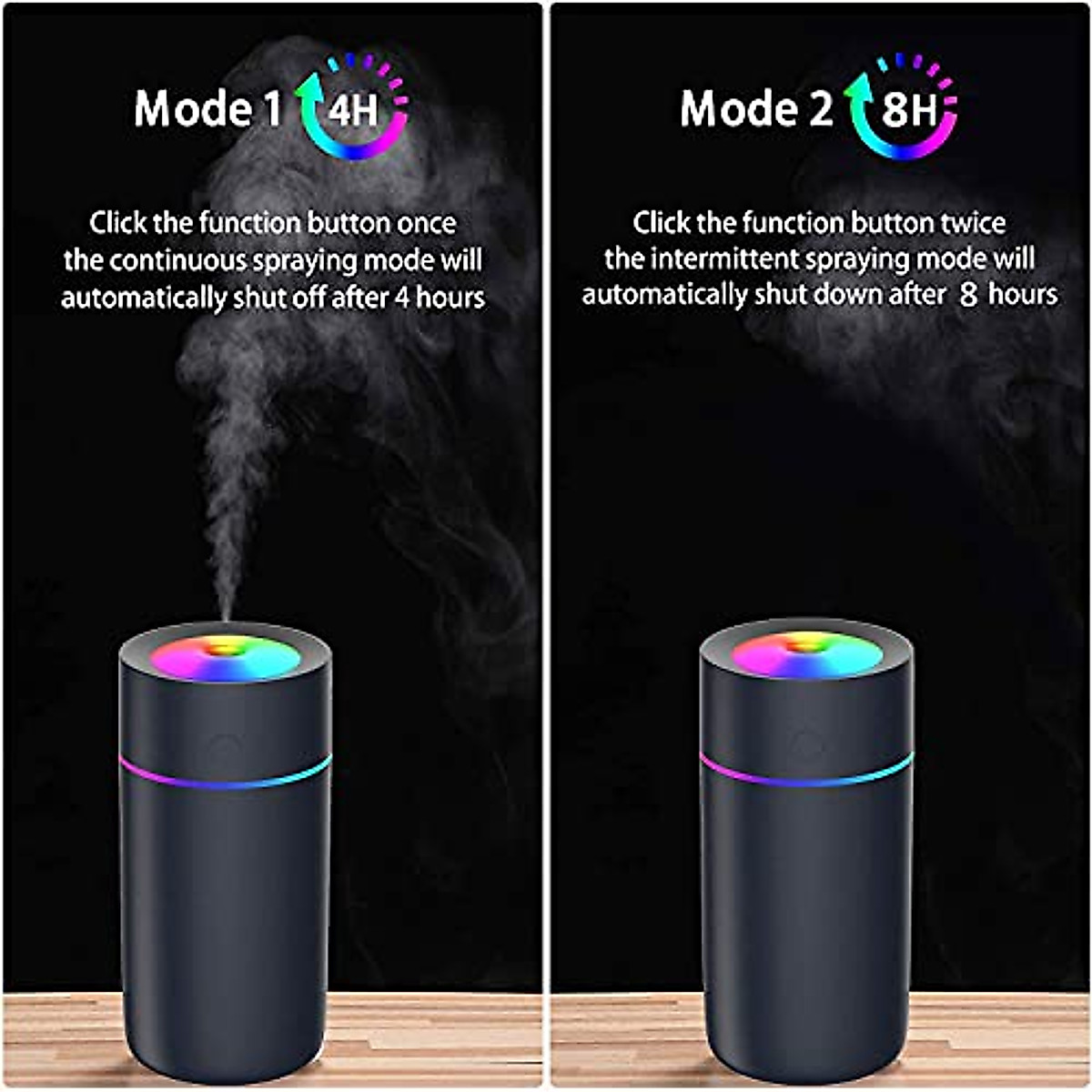 Mini Humidifier, Cool Mist Portable Mini USB Humidifier for Plants Car Baby Bedroom with Auto Shut-Off, Best Personal Humidifier (Black-320ML)