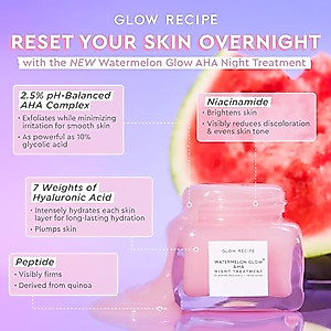 Glow Recipe Watermelon Glow Sleeping Mask - Exfoliating + Anti-Aging Overnight Face Mask w/ AHA, Hyaluronic Acid + Pumpkin Seed Extract for Sensitive Skin - Hydrating Mask (60ml)