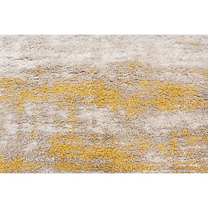 NOORI RUG - Premium & Luxury Imported - Lux Madison Machine Made High Pile Abstract - Rectangle - Gold - Beige - 5' x 8', Bedroom, Living Room