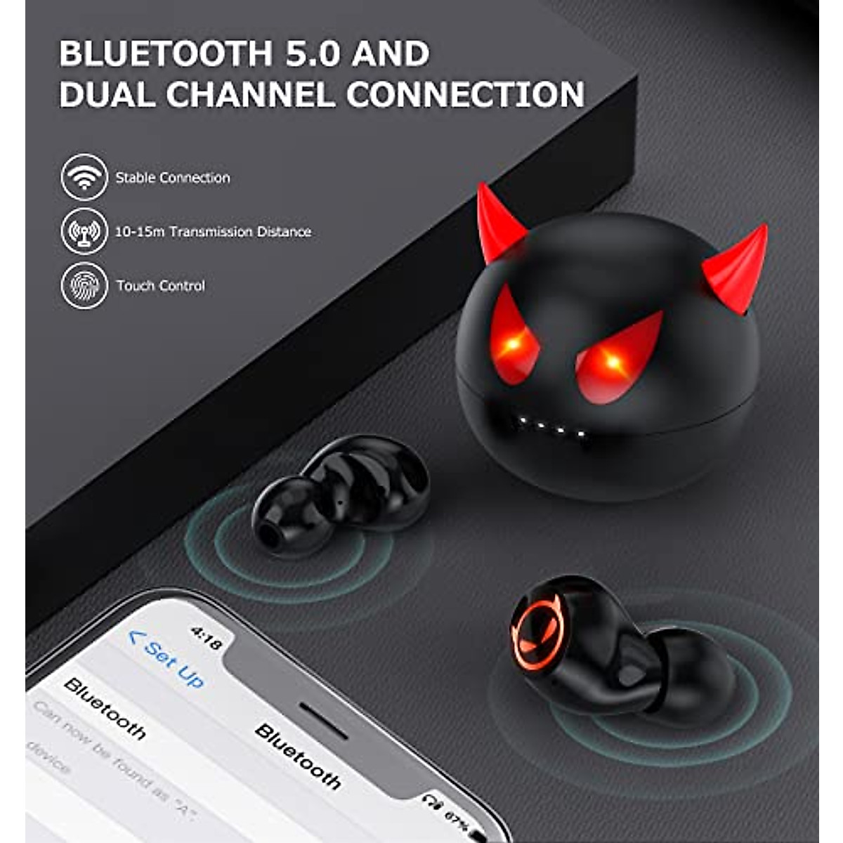Kids Wireless Earbuds Bluetooth, Wireless Earphones with Noise Reduction Bluetooth 5.0 Waterproof Sport TWS Stereo Lightweight in-Ear-Headphones with Built-in Mic for iPhone/Android/Samsung Phones