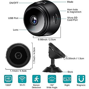 LUOWAN 2021 New Mini Camera 1080P Hidden Camera， Video Live Feed WiFi Wireless Cameras，with Night Vision Motion Detection1