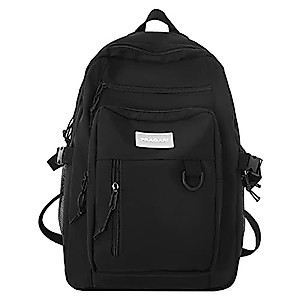 PRAGARI Kids Backpack for School Cute Aesthetic Black Backpack Girls Student Bookbag Women Travel Lightweight Book Bag