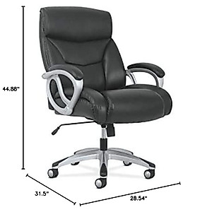 HON Sadie Big and Tall Leather Executive Chair, High-Back Computer/Office Chair, Black (HVST341)