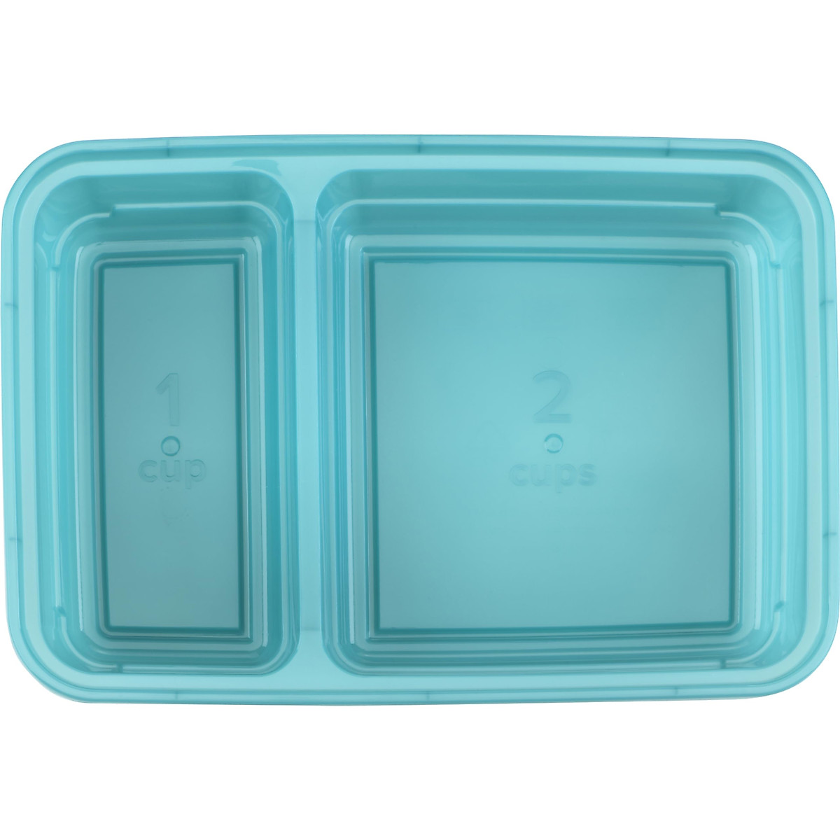 GoodCook Meal Prep Rectangle Two Compartment 60-Piece, Teal, Made without BPA