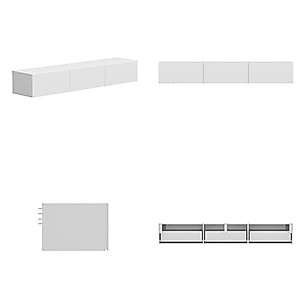 AIEGLE Floating TV Stand Wall Mounted, Non-Glossy Entertainment Center with 3 Drawers & 16-Color LED Lights, Modern TV Cabinet Console Shelf, White 63" W