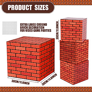 Outus 6 Pieces Video Game Brick Boxes 11.8 x 11.8 Inch Red Brick Cardboard Blocks Easter Mystery Boxes Props Brick Comic Theme Party Favor Supplies Video Game Party Decorations