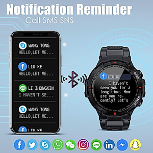 Smart Watch for Men Outdoor Waterproof Military Tactical Sports Watch Fitness Tracker Watch with Heart Rate Monitor Pedometer Sleep Tracker Compatible with iPhone Samsung NO Bluetooth Calling