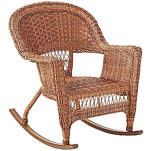 Jeco Set of 2 Wicker Rocker Chairs, Honey
