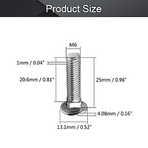 MroMax 100PCS Carriage Bolts M6x25mm Half Round Head Square Neck Bolt Fasteners 304 Stainless Steel Neck Carriage Bolt Silver Tone
