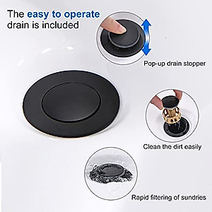 BRAVEBAR 4in Black Bathroom Faucet - 2 Handles Centerset Faucet Bathroom 2 or 3 Hole Bathroom Vanity Sink Faucets with Pop-up Drain | 360° Swivel Spout Leadfree Bathroom Faucet Matte Black