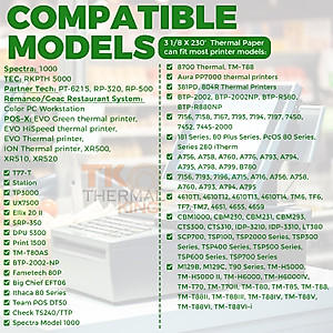 TK Thermal King, 3-1/8" x 230' Point-of-Sale Thermal Paper Rolls fits Station POS System (10 Rolls)