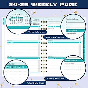 Student Planner 2024-2025 - School Planner, JUL 2024 - JUN 2025, 6.3" x 8.4", Monthly Weekly Planner/Agenda, Thick Paper + Holidays + 3-Hole Punched + Twin-Wire Binding, Stickers, Blue