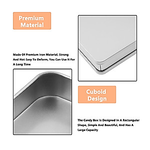 Ulifestar Metal Empty Boxes, Tin Boxes with Lid,Small Silver Tin Boxes,Stackable Organizer Containers,4PCS Storage Tin for Home Outdoor Active Storage Containers