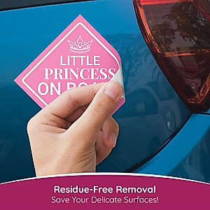 Super Cute, Elegant 4.5in Princess on Board Sticker 1pk. Bright Pink Diamond Newborn Caution Car Bumper Decals. Premium Vinyl Baby Safety Warning Label for Vehicles, Trucks, Automobiles, Cars, Vans