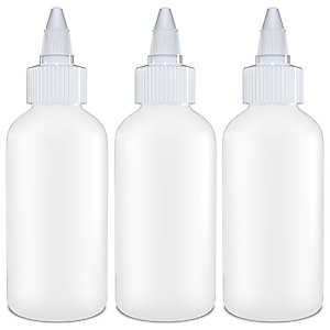 BRIGHTFROM Condiment Squeeze Bottles - 4 OZ Squirt Empty Bottles, Twist Top Cap, Leak Proof - Great for Ketchup, Mustard, Syrup, Sauces, Dressing, Oil, Arts and Crafts, BPA-FREE Plastic - 3 PACK