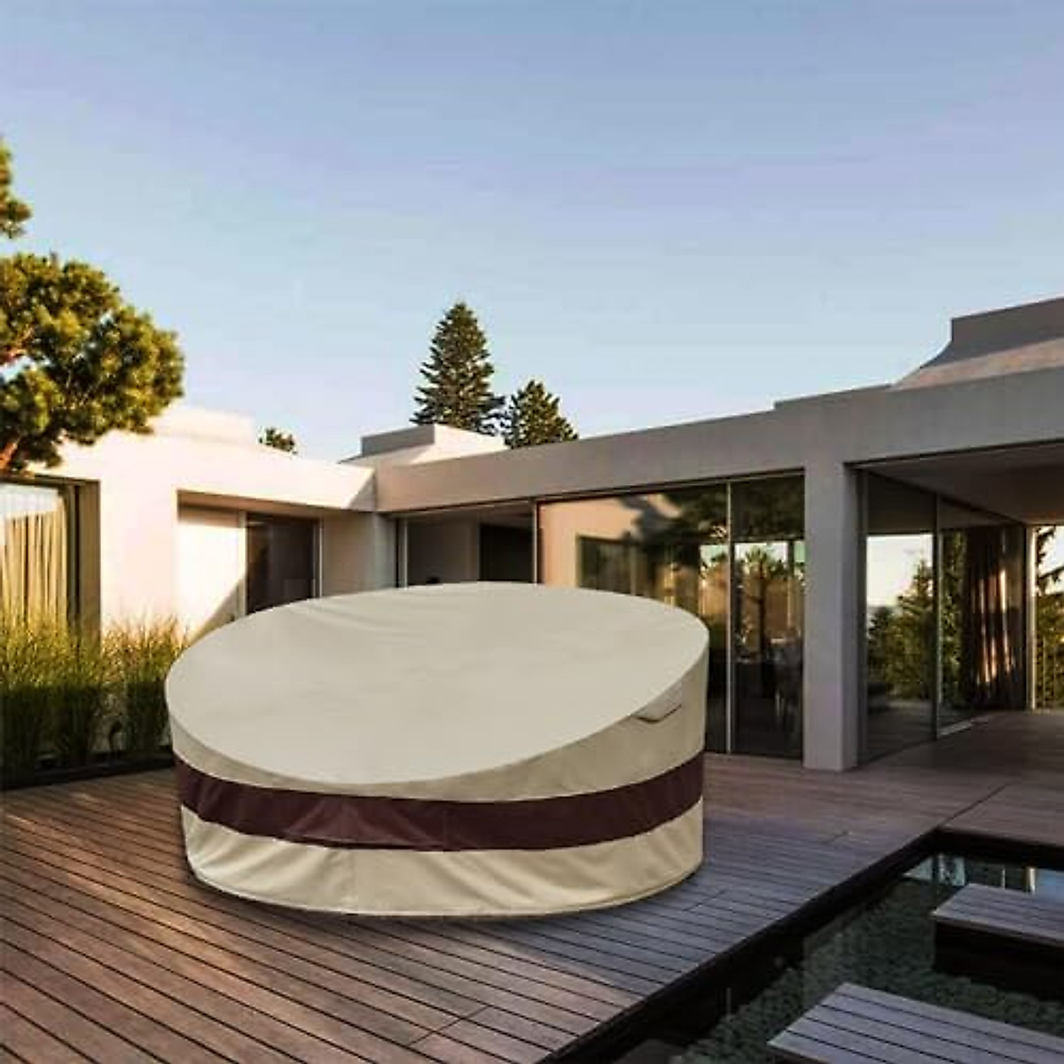 YANGSHILEI Outdoor Daybed Cover, 75 inch Patio Daybed Covers Waterproof,Round Daybed Covers,Patio Furniture Covers for Round Daybed Sofa, khaki