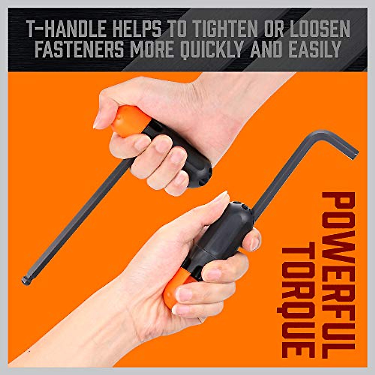 HORUSDY Allen Wrench Set, Hex Key Set Long Arm Ball End Hex Wrench Set, Inch/Metric T Handle Allen Wrench Set