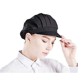 Nanxson 3pcs Unisex Chef Hat Elastic Chef Cap Kitchen Baking Cooking Hat for Men Women with Brim CF9035 Black