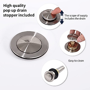 GELE Bathroom Faucet Brushed Nickel with Pop-up Drain & Supply Hoses Two-Handle 360 Degree High Arc Swivel Spout Centerset 4 Inch Vanity Sink Faucet 4011B-NP