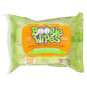 Boogie Wipes, Fresh Scent Wet Nose Wipes for Kids and Baby, Allergy Relief, Soft Natural Saline Hand and Face Tissue with Aloe, Chamomile and Vitamin E